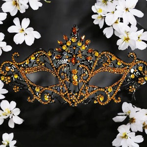 Masquerade Mask, Cosplay Mask, Amber Crystal Mask, Masquerade Wedding ...