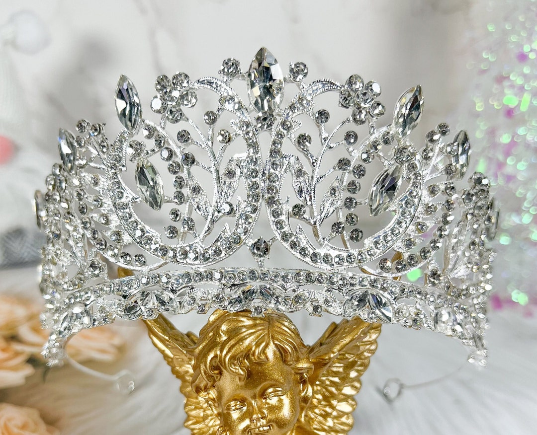Silver Statement Bridal Crown, Tiara, Wedding Girl Crown, Princess ...