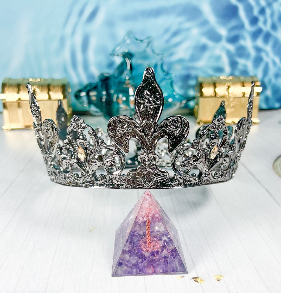 Vintage Royal Crown for Men's, Gun Metal Fleur De Lis Crown, Wedding ...