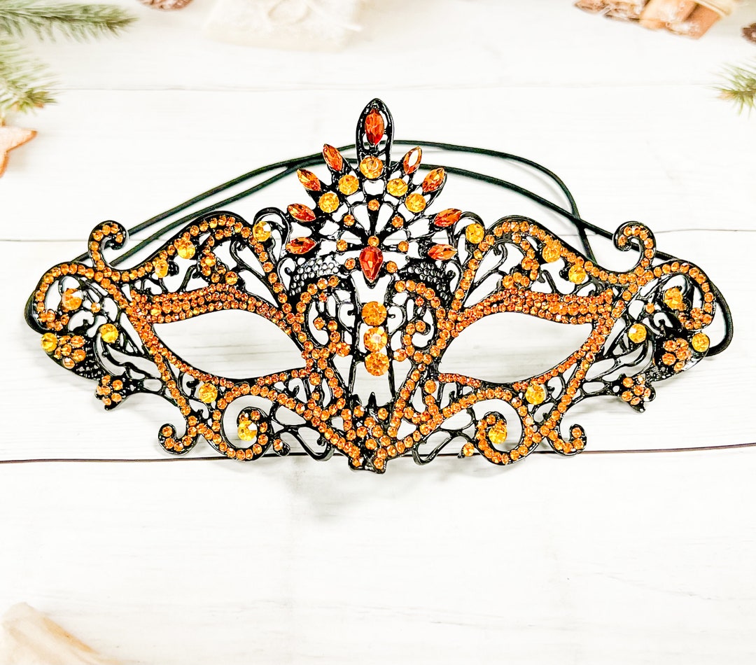 Masquerade Mask, Cosplay Mask, Amber Crystal Mask, Masquerade Wedding ...