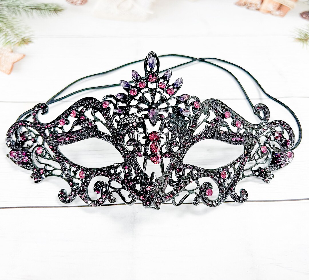 Masquerade Mask, Cosplay Mask, Dark Purple Crystal Mask, Masquerade ...