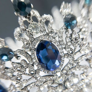 Royal King Blue Crystal Crown, Wedding Crown, Cosplay, Costume ...