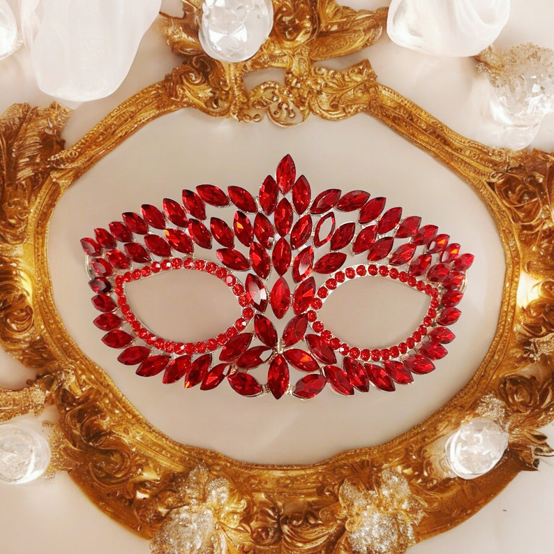 Handmade Ruby Rhinestone Masquerade Mask: Cosplay Costume Accessory - Etsy