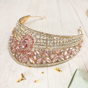 Pink Rhinestone Tiara, Wedding Bridal Tiara, Royal Queen Crown, Pink ...