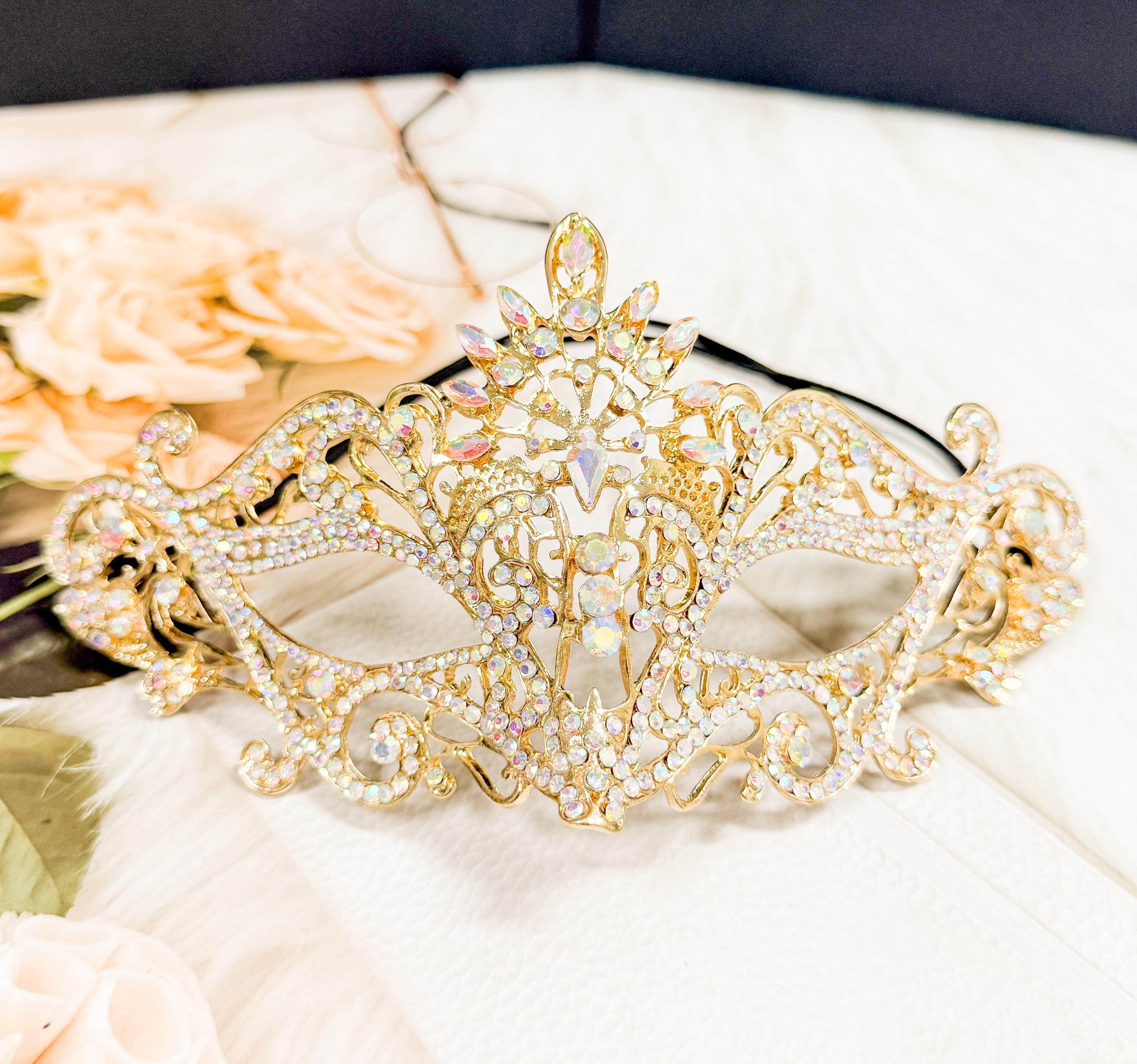 Gold Crystal Masquerade Mask: Venetian Prom Party Mask - Etsy