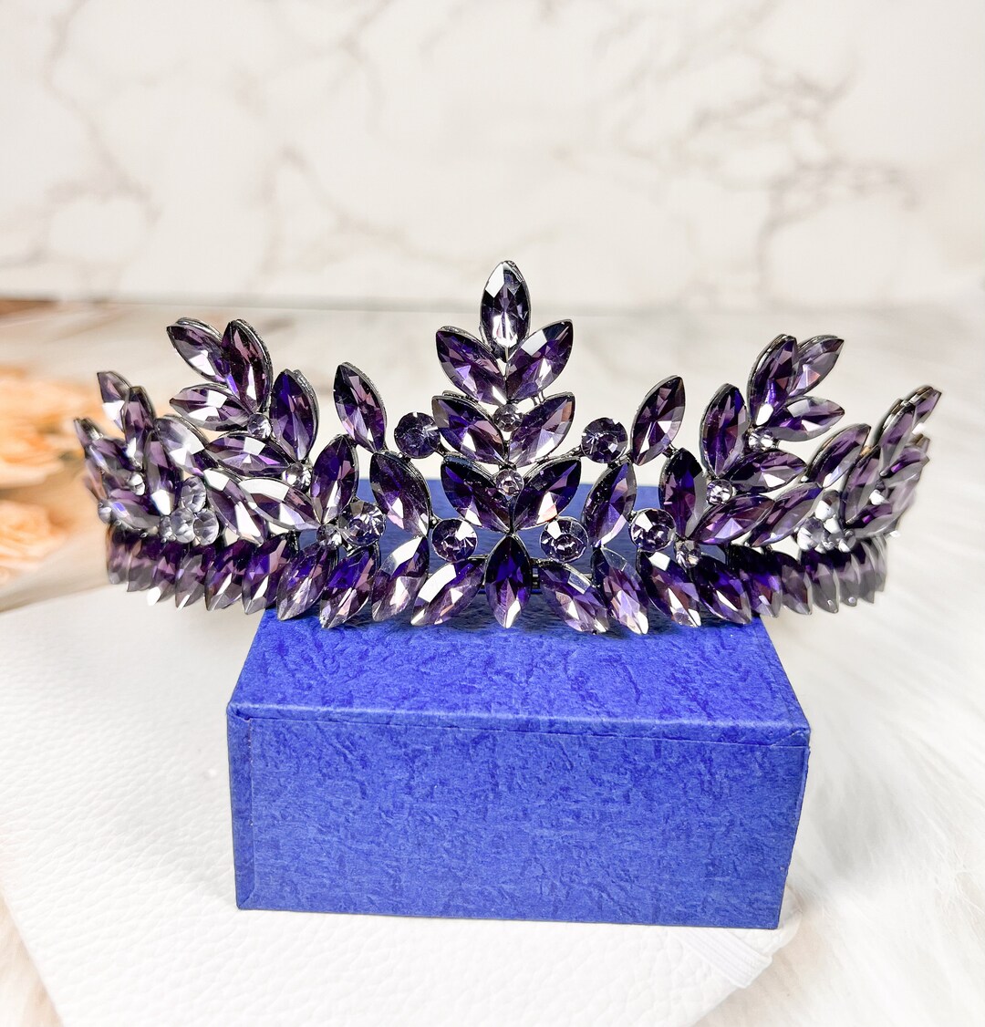 Purple Crystal Crown, Wedding Tiara for Bridal, Queen Crown, Royal ...