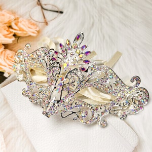 Masquerade Mask Luxury Crystal, Rhinestone Eye Mask, Elegant Party ...