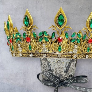 Vintage King Crown, Royal Prince Diadem, Green Crystal Medieval Men's ...
