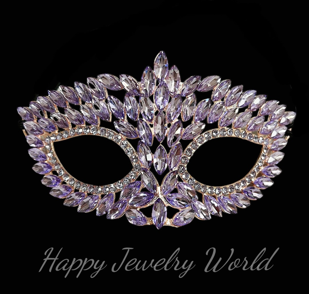 Handmade Masquerade Mask, Purple Crystal Mask, Wedding Party Mask ...