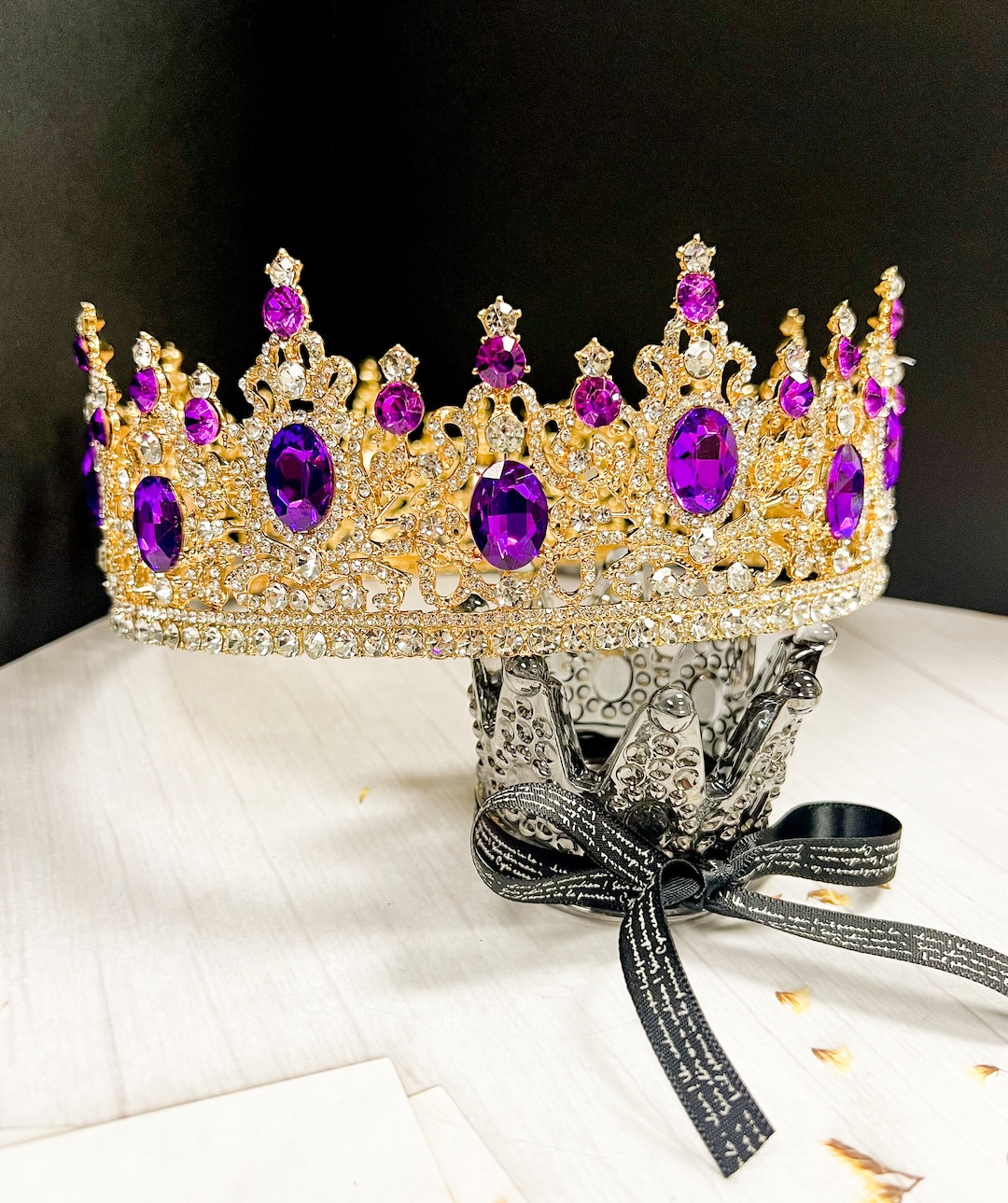 Purple Rhinestone Crown | Queen Crown | Large Rhinestone Crown | Ren ...