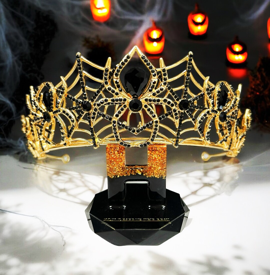 Halloween Crown, Spider Woman Costume, Gold Crown, Cosplay Crown, Black ...