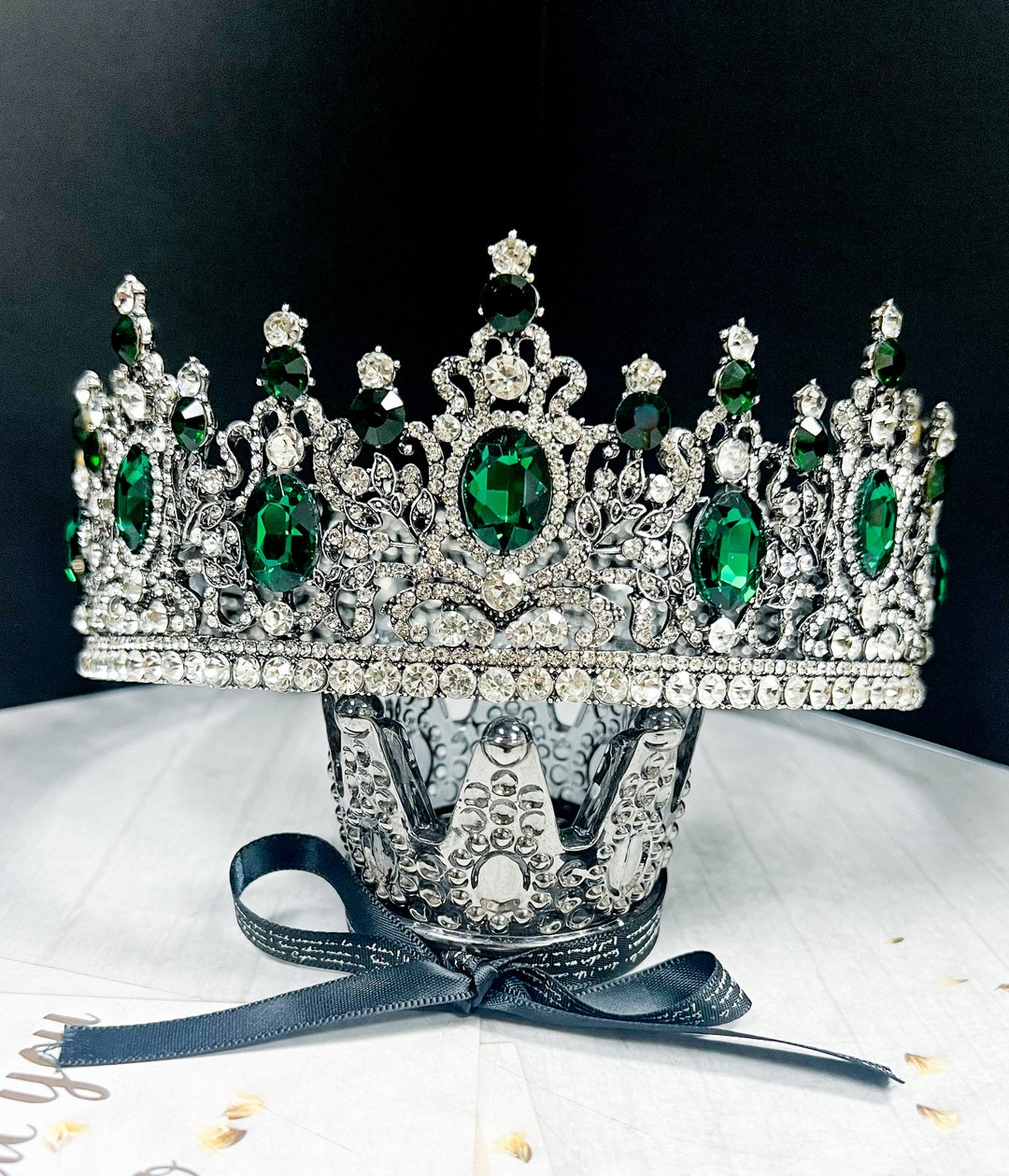 Royal King Green Crystal Crown, Wedding Crown, Cosplay, Costume ...