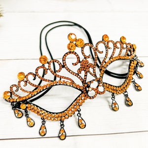 Amber Crystal Masquerade Mask: Rhinestone Party Mask - Etsy