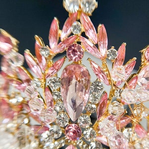 Pink Crown, Victorian Tiara, Pink Crystal Crown, Bridal Headband ...