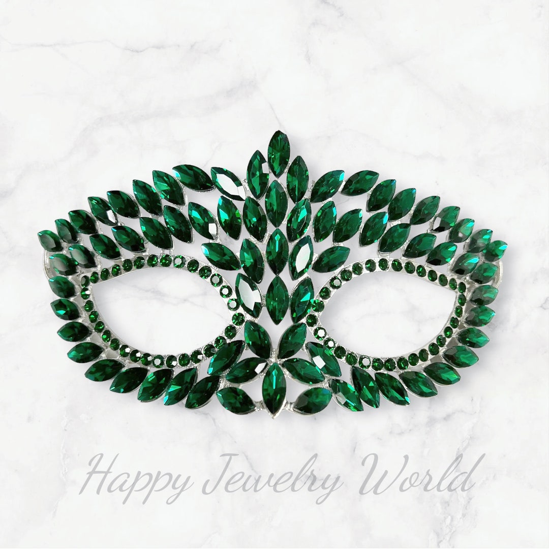 Handmade Masquerade Mask, Green Crystal Mask, Wedding Party Mask ...