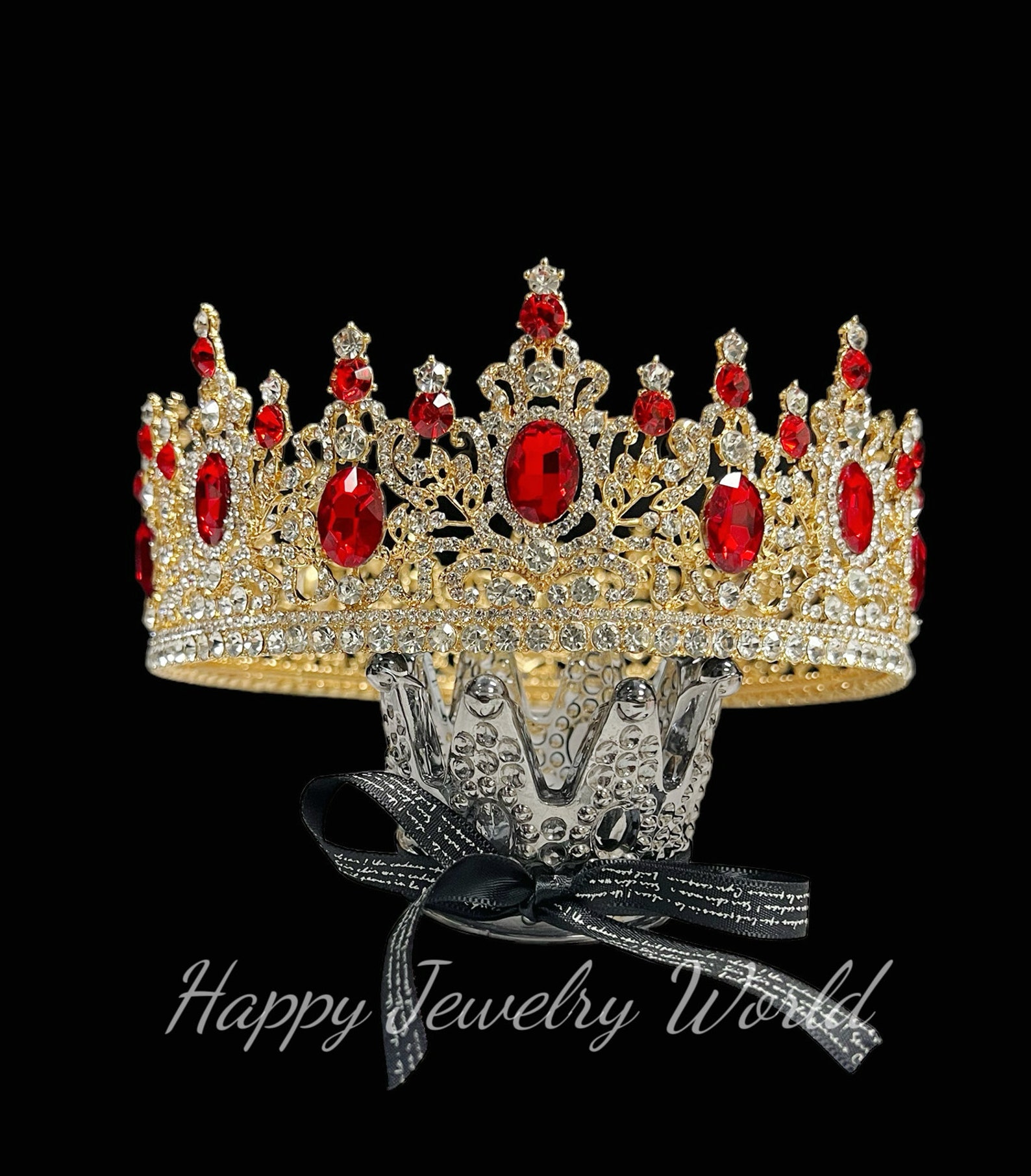 Royal King Red Rhinestone Crown for Men, Wedding Party, Costume, Hair ...