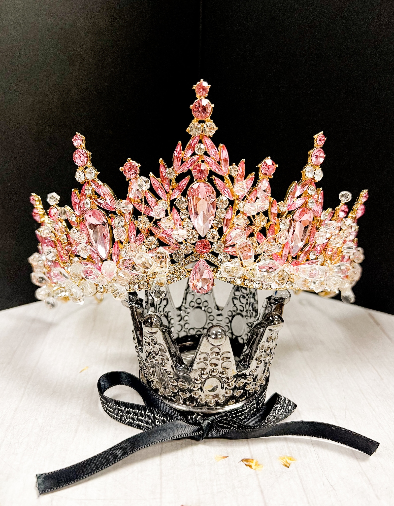 Pink Crown, Victorian Tiara, Pink Crystal Crown, Bridal Headband ...