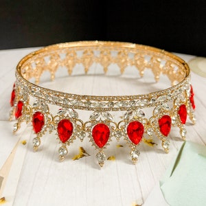 Red Queen Crown Rhinestone Wedding Crown, Women Costume Party, Hair ...