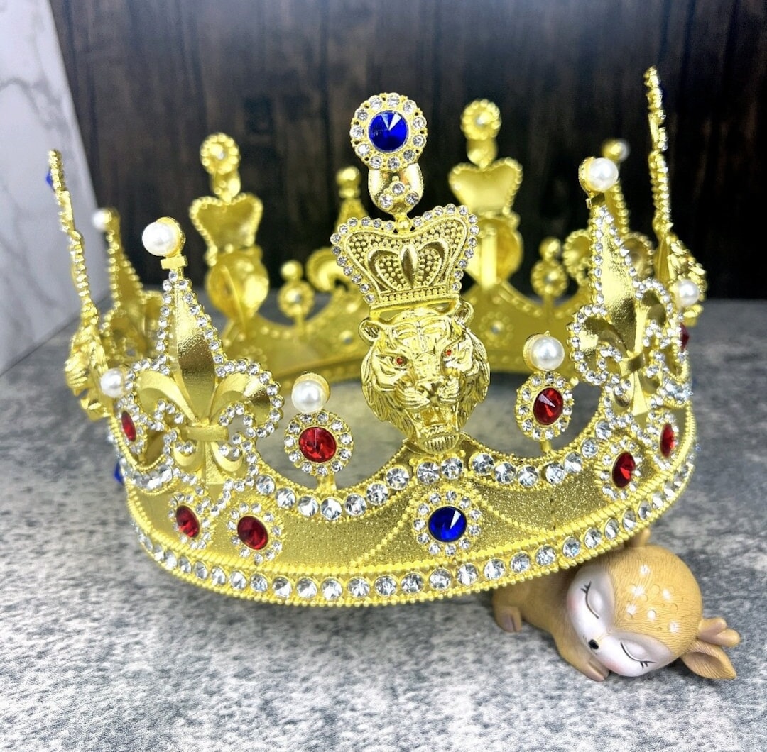 Luxury King Crown Mens Full Crown Large Party Crown Prince Crown Kings ...