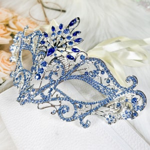 Masquerade Ball Party Mask, Venetian Blue Eye Masks, Mardi Gras Parade ...