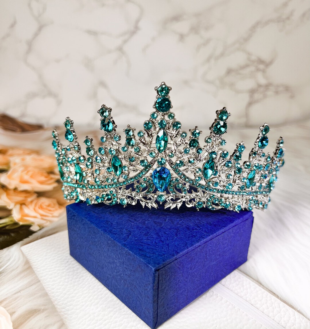 Ocean Blue Tiara, Crown for Women, Wedding Tiara for Bride Queen Crown ...