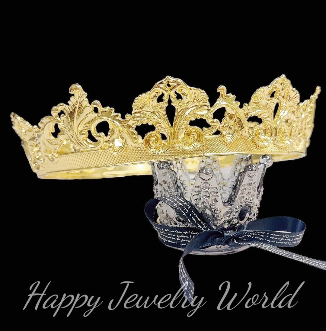 Royal King Crowns for Men, Full Round Mens and Crowns Wedding Party ...