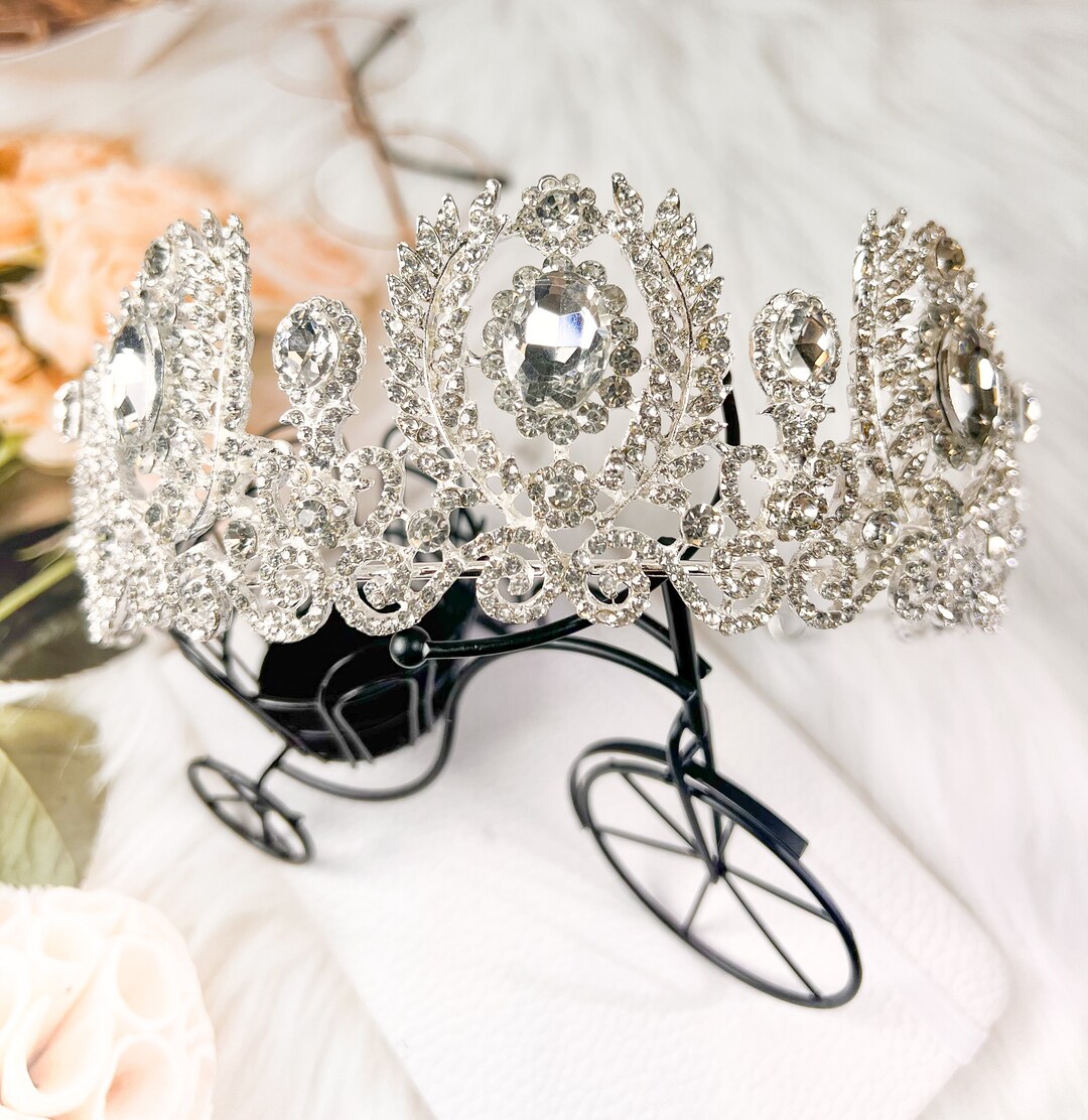 Queen Silver Tiara, Princess Rhinestone Crown, Bridal Headpiece ...