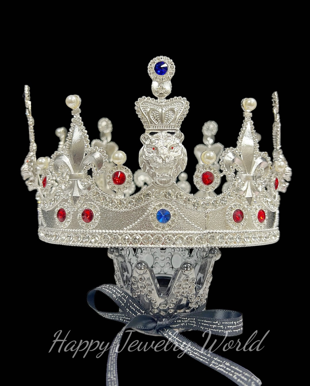 Luxury King Crown: Silver Rhinestone Crystal Gemstone Party Crown - Etsy