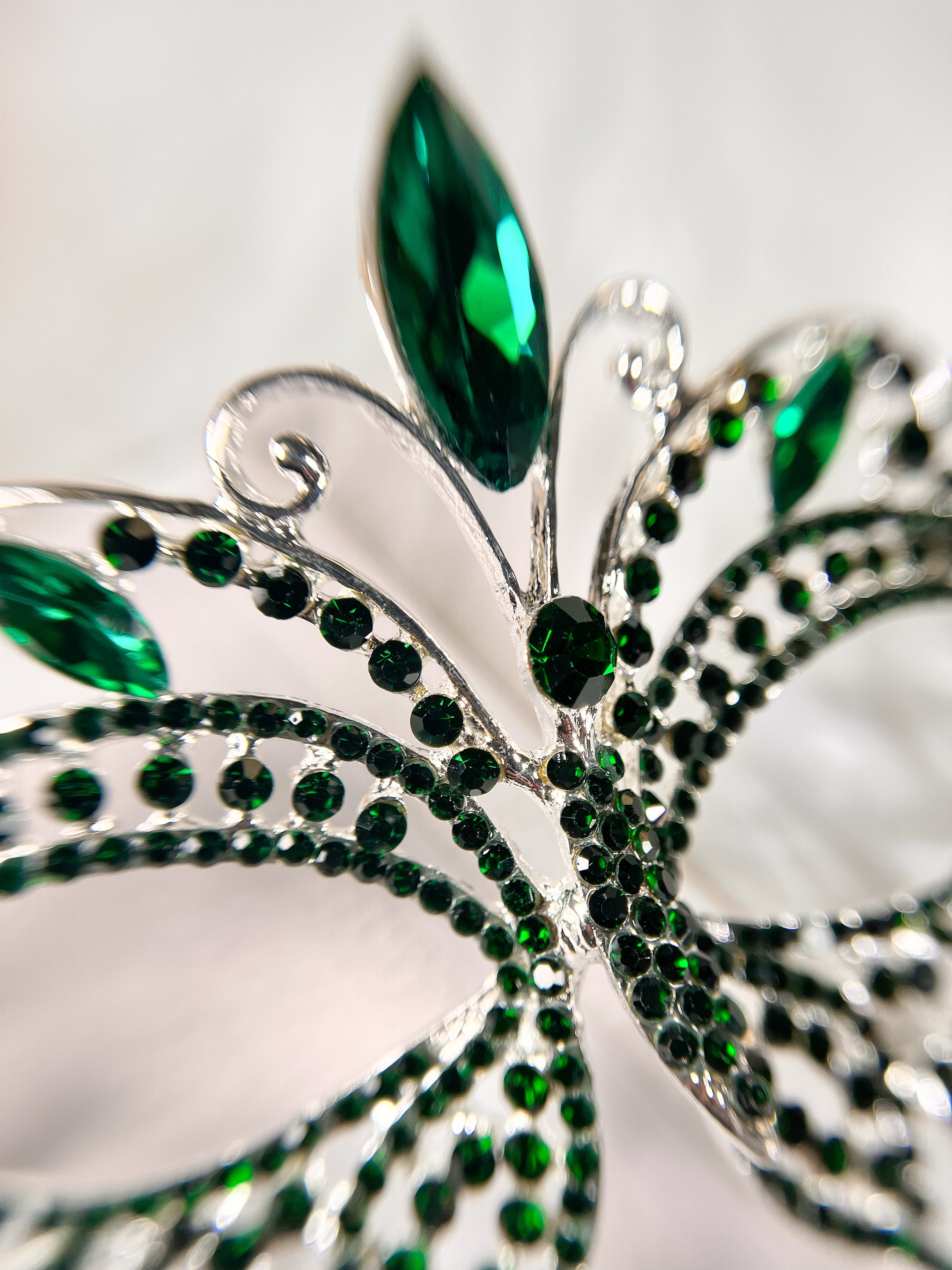 Butterfly Masquerade Mask: Green Rhinestone Silver Eye Mask - Etsy