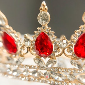 Red Queen Crown Rhinestone Wedding Crown, Women Costume Party, Hair ...