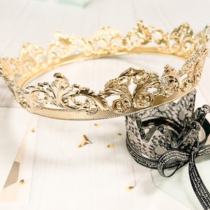 Royal King Crowns for Men, Full Round Mens and Crowns Wedding Party ...