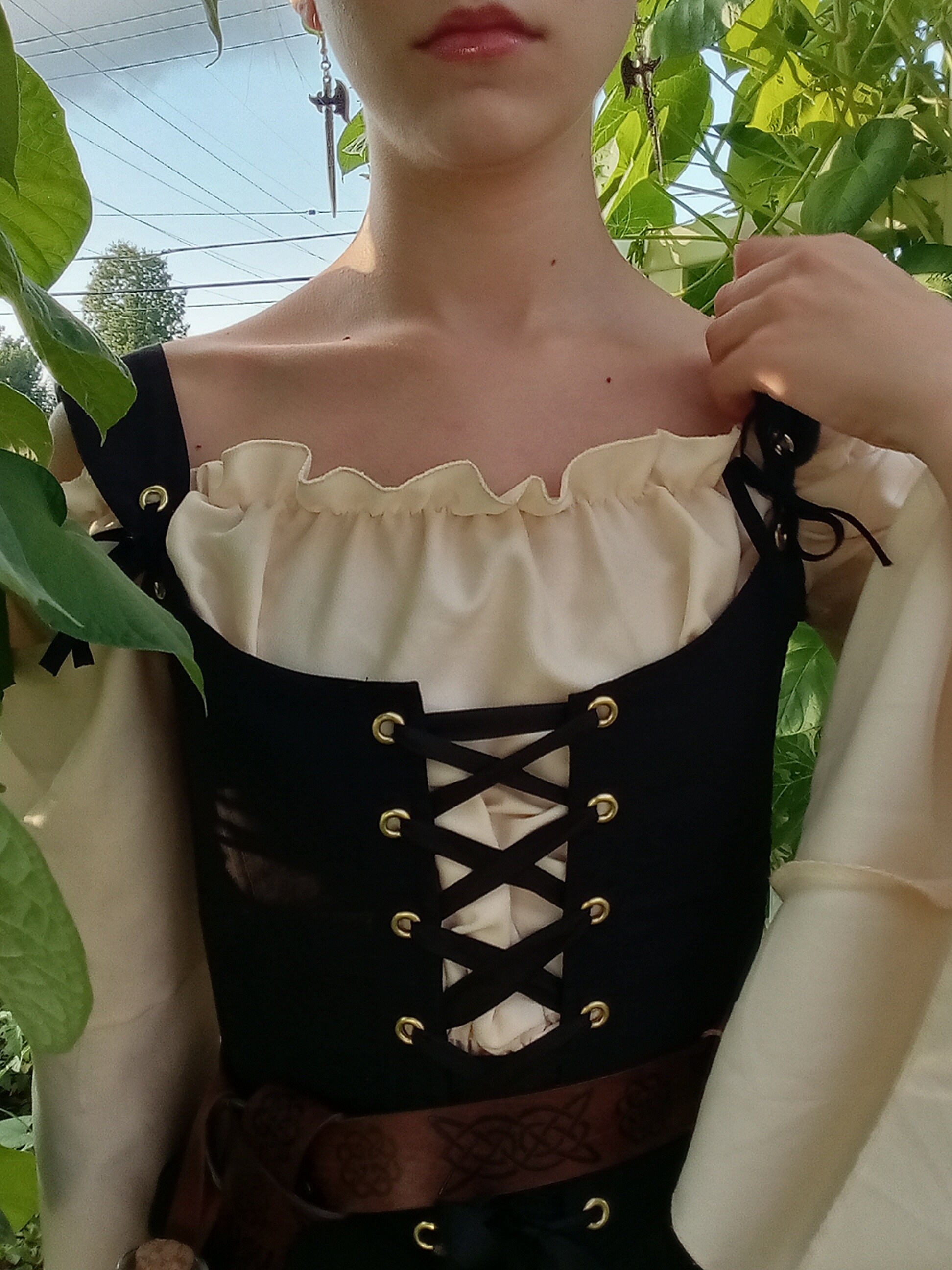 This is a Homemade Vintage Black Corset With Beautiful Gold Eyelets ...