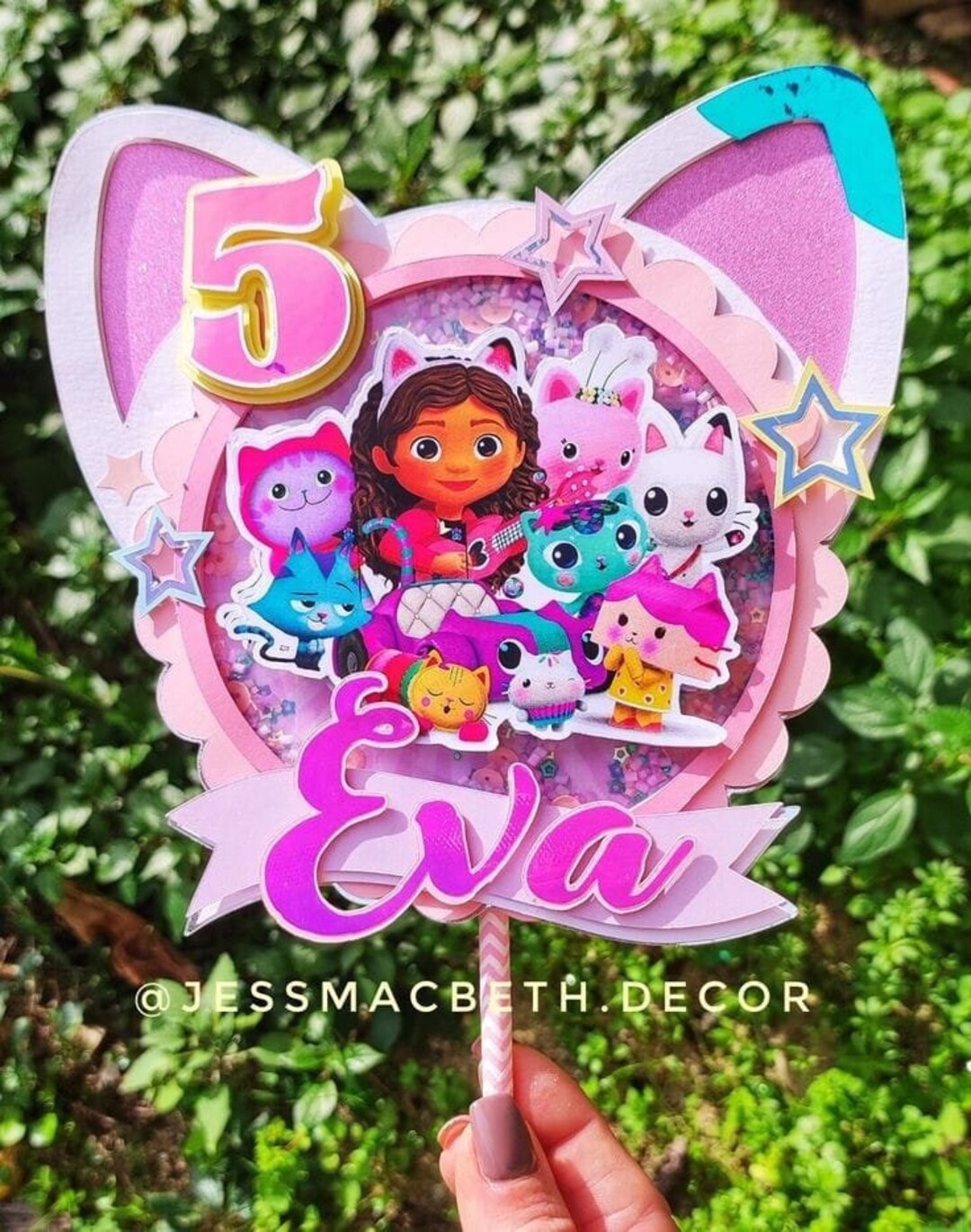 Personalized Gabby's Dollhouse Cake Topper, Shaker Birthday Cake Topper ...