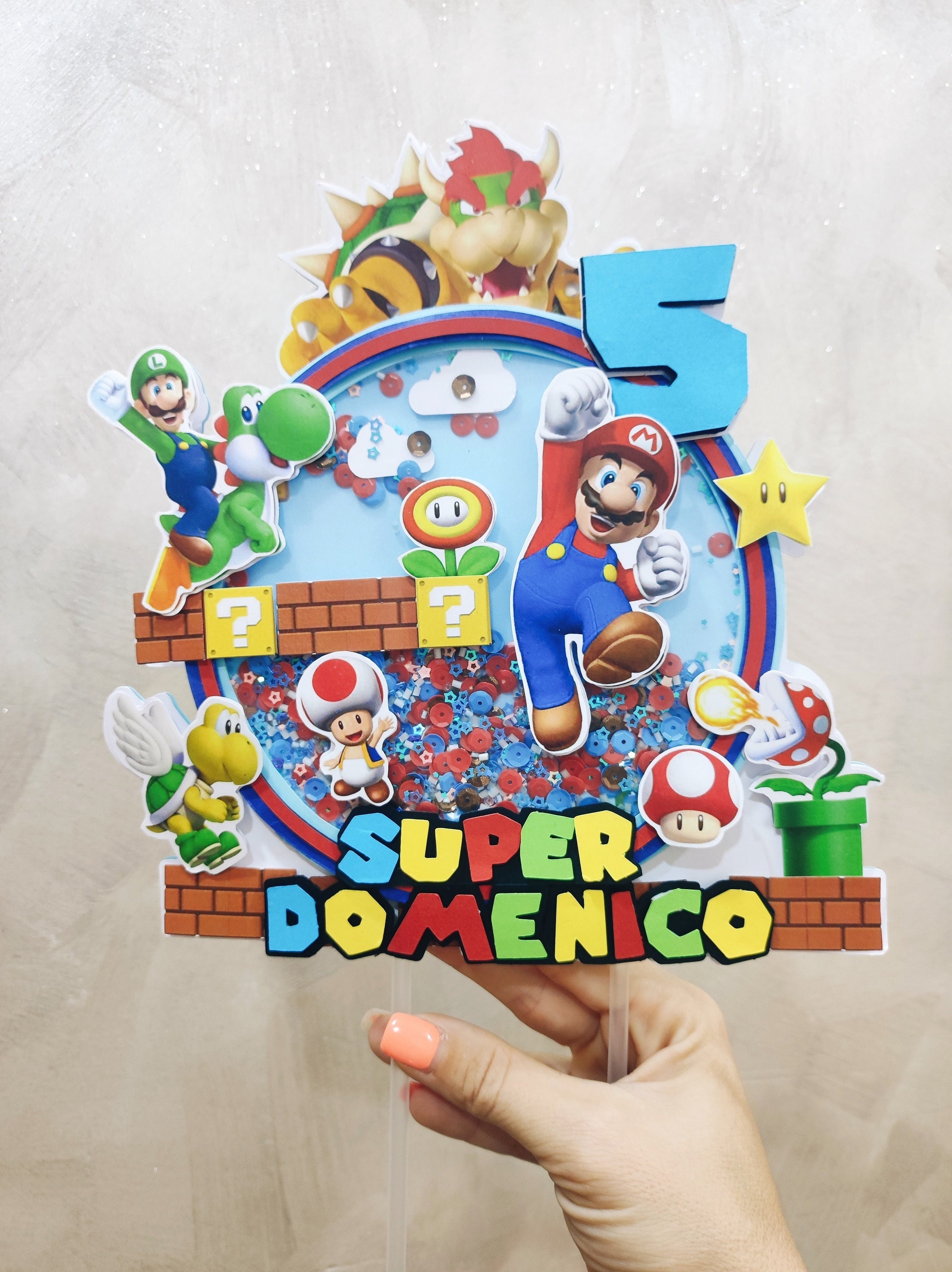 Personalized Super Mario Cake Topper Shaker Super Mario Bros - Etsy