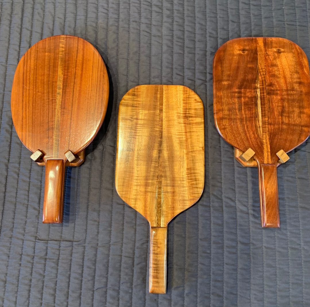 Hawaiian Koa Wood Pickle Ball Paddle | Wall Hanger Option Available ...
