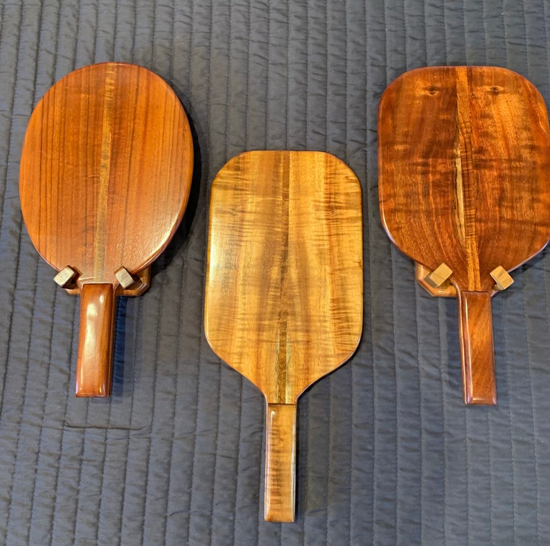 Hawaiian Koa Wood Pickle Ball Paddle | Wall Hanger Option Available ...