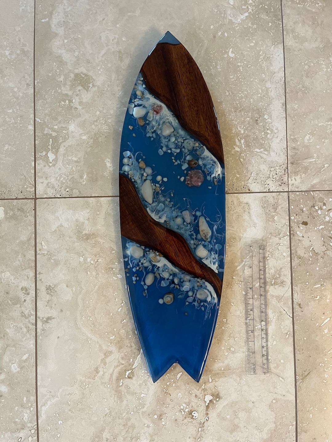 Hawaiian Koa and Epoxy Resin Surfboard Wall Art | Unique 3D Ocean Scene ...