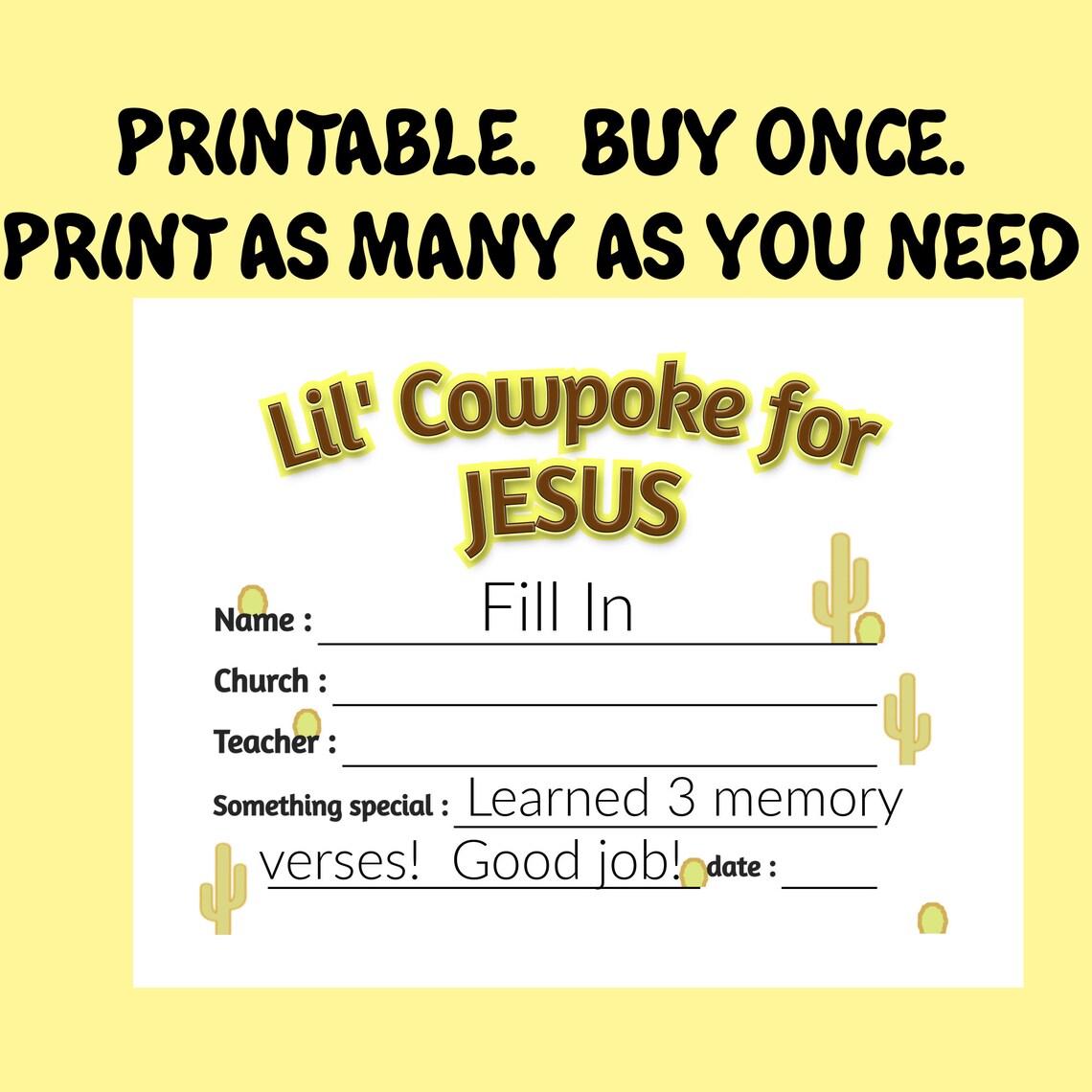 Printable VBS Certificate Vacation Bible School Monument Valley ...