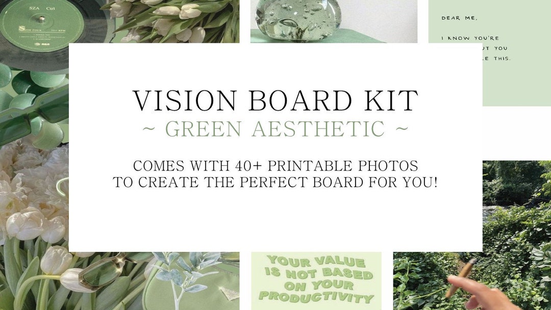 VISION BOARD KIT Green Aesthetic Printable Format - Etsy