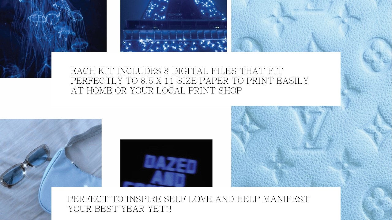 VISION BOARD KIT Blue Aesthetic Printable Format - Etsy