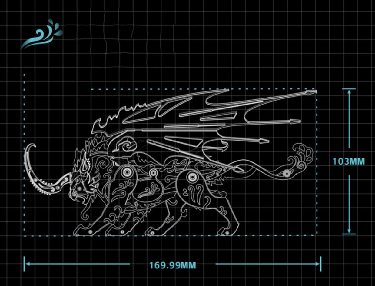 Steel Ancient Divine Beast element WATER 3D Metal Puzzle DIY Model Kit ...