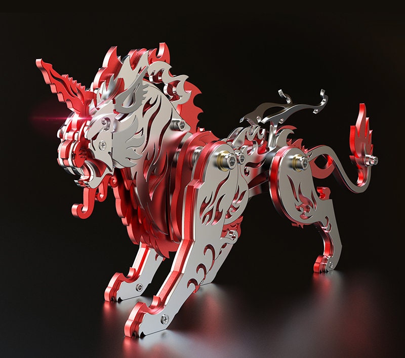 Steel Ancient Divine Beast element FIRE 3D Metal Puzzle DIY Model Kit ...