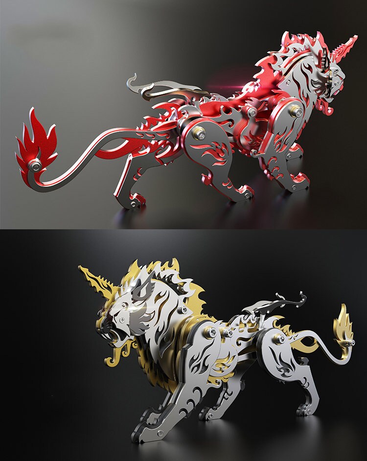 Steel Ancient Divine Beast element FIRE 3D Metal Puzzle DIY Model Kit ...