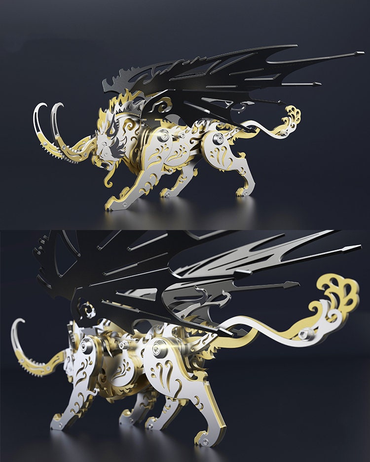 Steel Ancient Divine Beast element WATER 3D Metal Puzzle DIY Model Kit ...