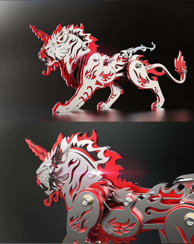 Steel Ancient Divine Beast element FIRE 3D Metal Puzzle DIY Model Kit ...