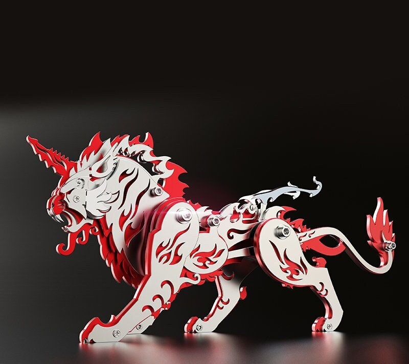 Steel Ancient Divine Beast element FIRE 3D Metal Puzzle DIY Model Kit ...