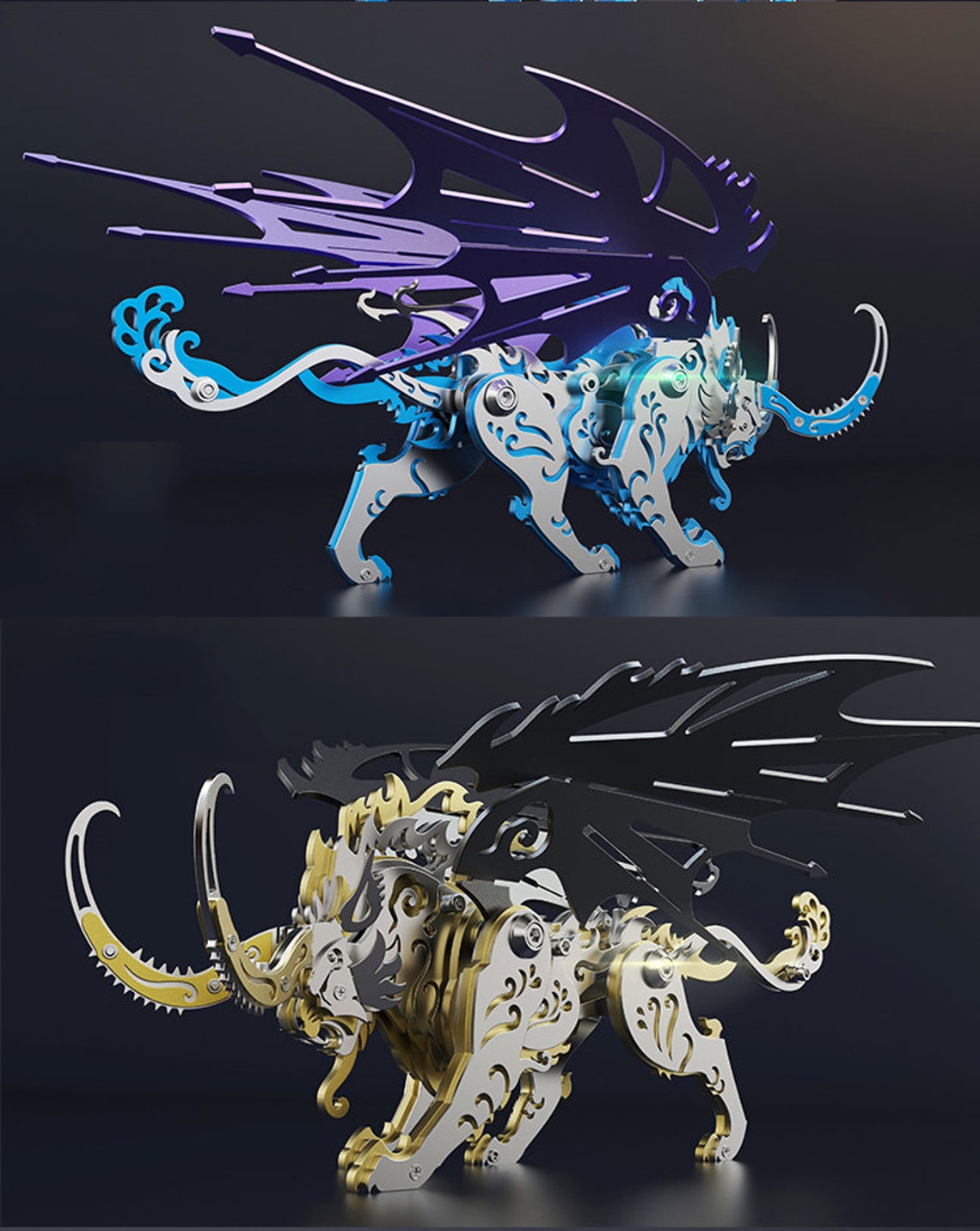 Steel Ancient Divine Beast element WATER 3D Metal Puzzle DIY Model Kit ...