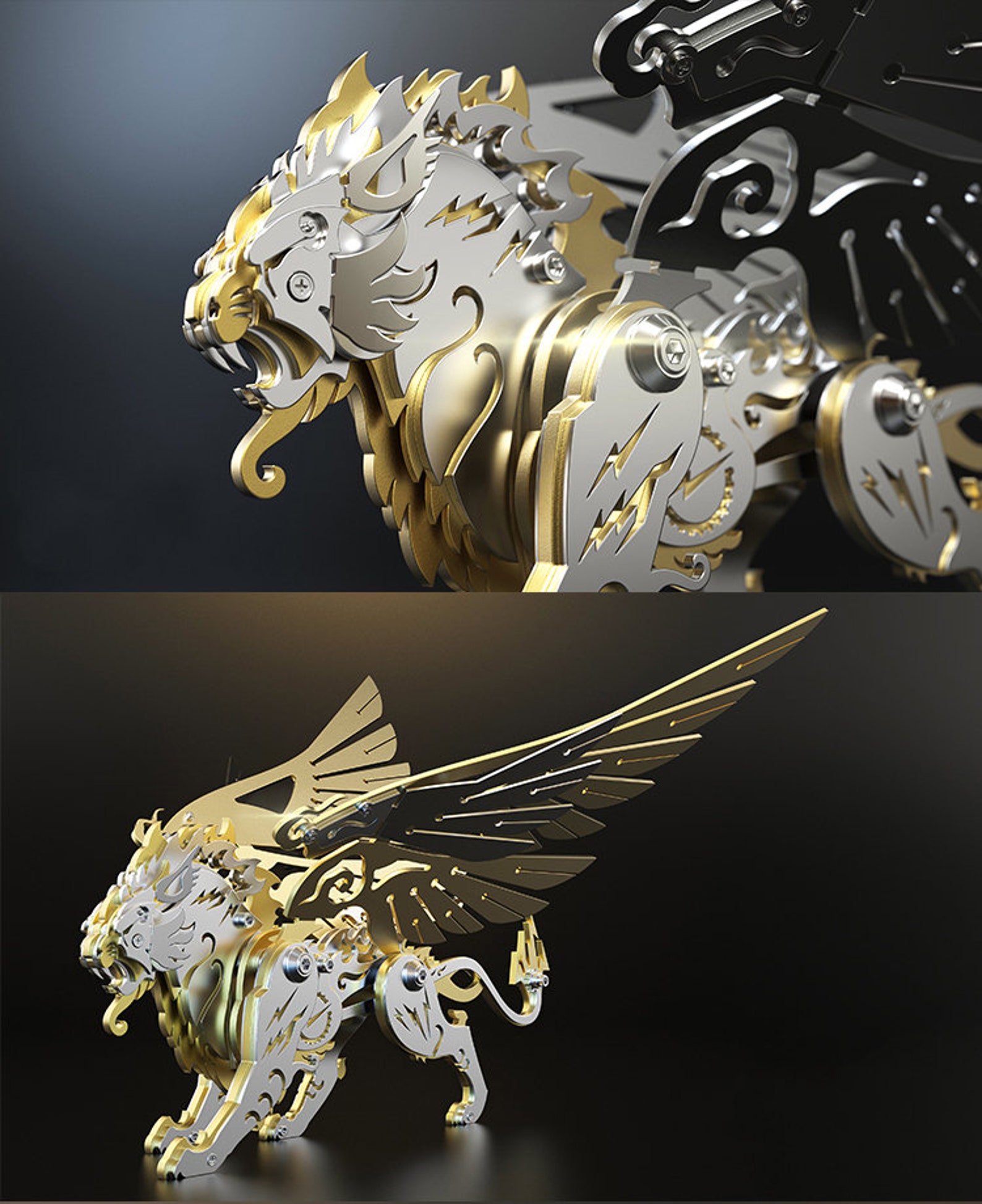 Steel Ancient Divine Beast - [element METAL] 3D Metal Puzzle DIY Model ...