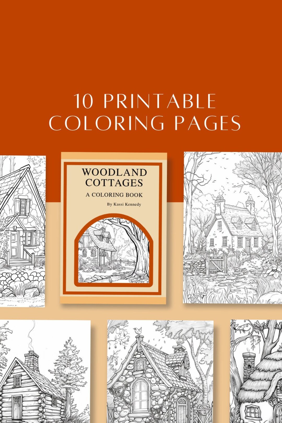 Woodland Cottages: 10 Adult Coloring Pages| Tranquil Forest Settings ...