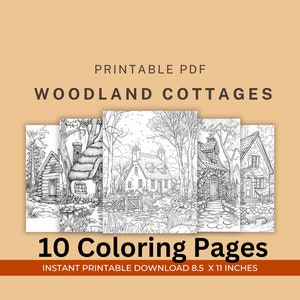 Woodland Cottages: 10 Adult Coloring Pages| Tranquil Forest Settings ...